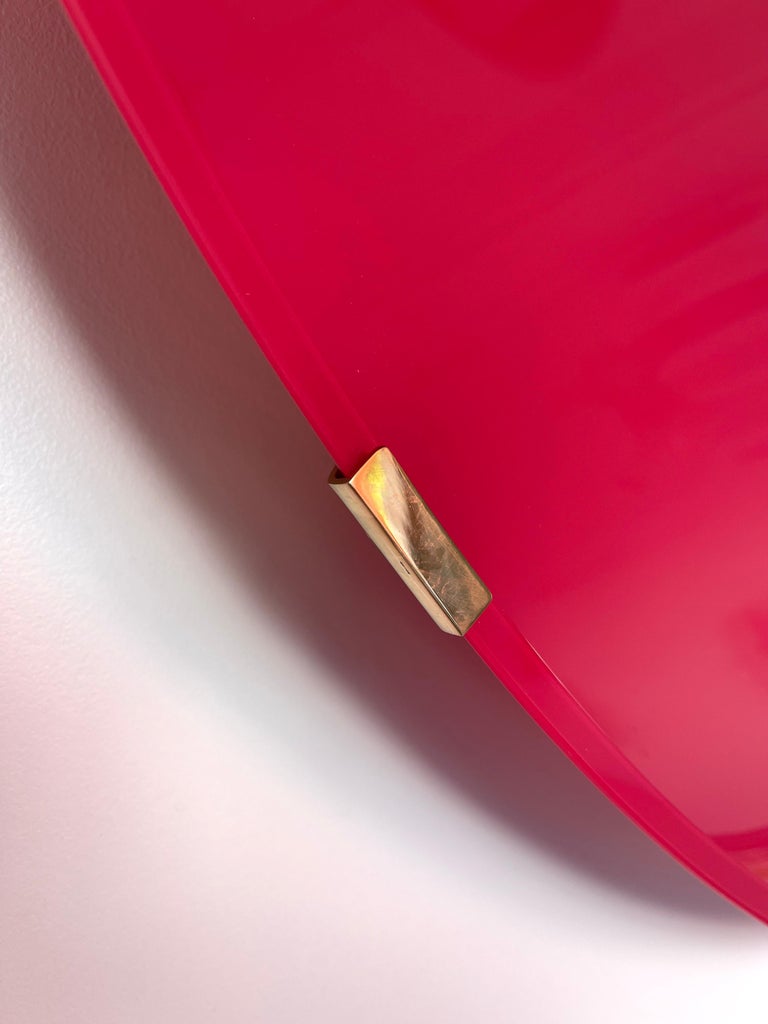 Large Contemporary Curve Concave Pink Mat Mirror, Italy For Sale at 1stDibs