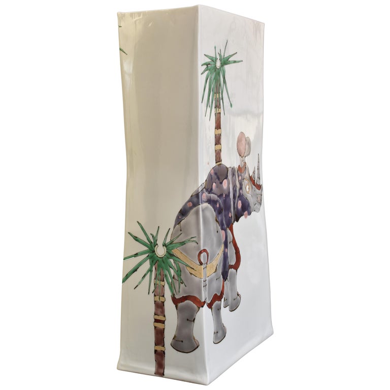 Large Contemporary Japanese Kutani Hand Painted Porcelain Vase by ...