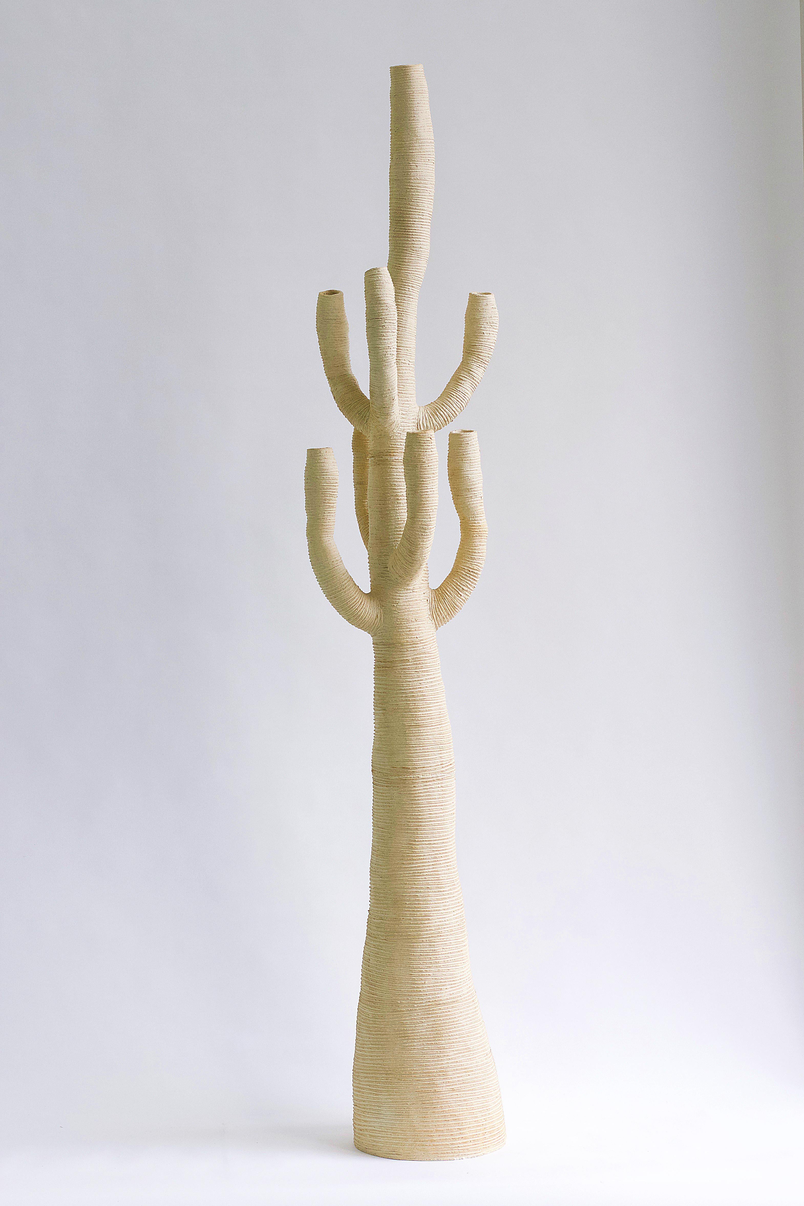 Large Contemporary White Ceramic Cactus Sculpture, Grand Cactus Blanc ...