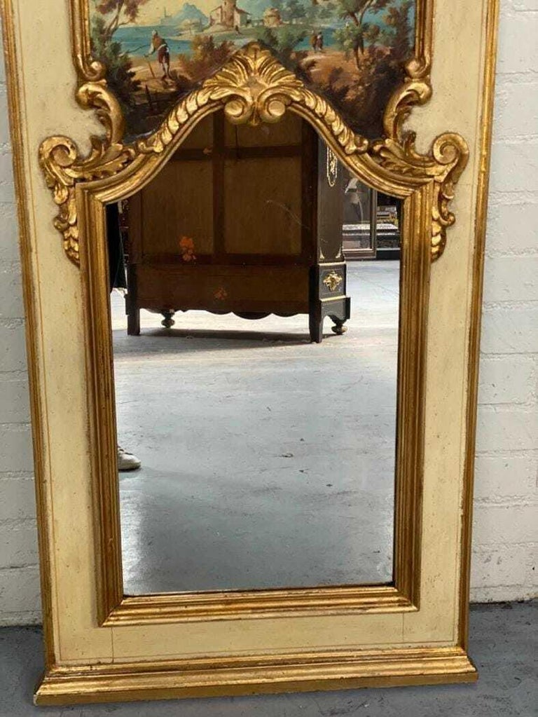 Large Continental Hand Painted Wall Mount Mirror, c1900 For Sale at 1stDibs