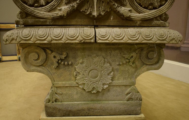 Large Continental Neoclassical Cast Stone Double-Sided Bench, Limestone ...