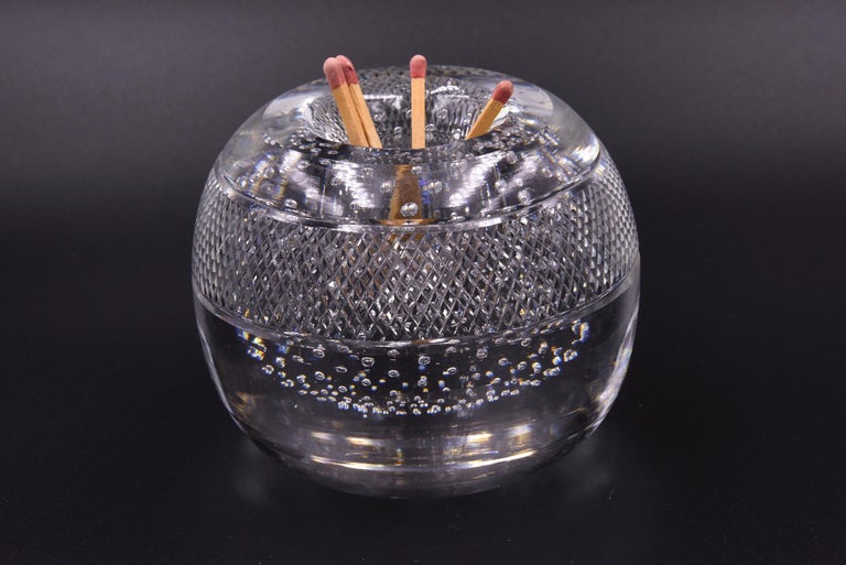 Large Controlled Bubble Glass Match Striker Holder by Thomas Webb ...
