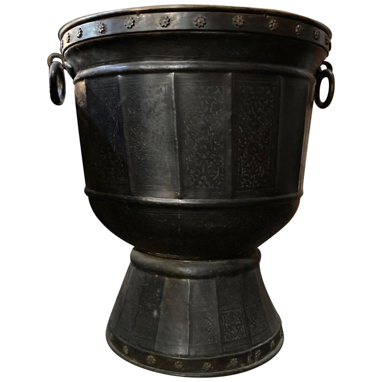 Rare Welded Patchwork Steel Urn For Sale at 1stdibs