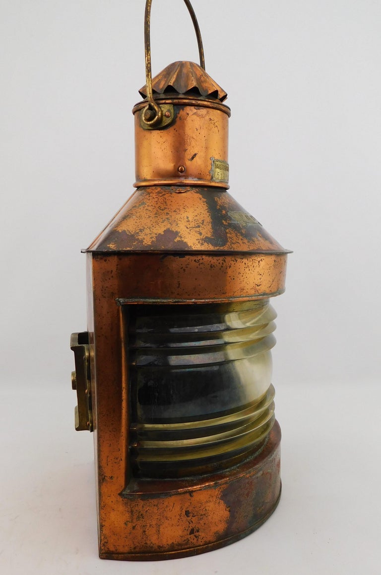 Large Copper and Brass Ship's Port Lantern Light by Meteorite ...