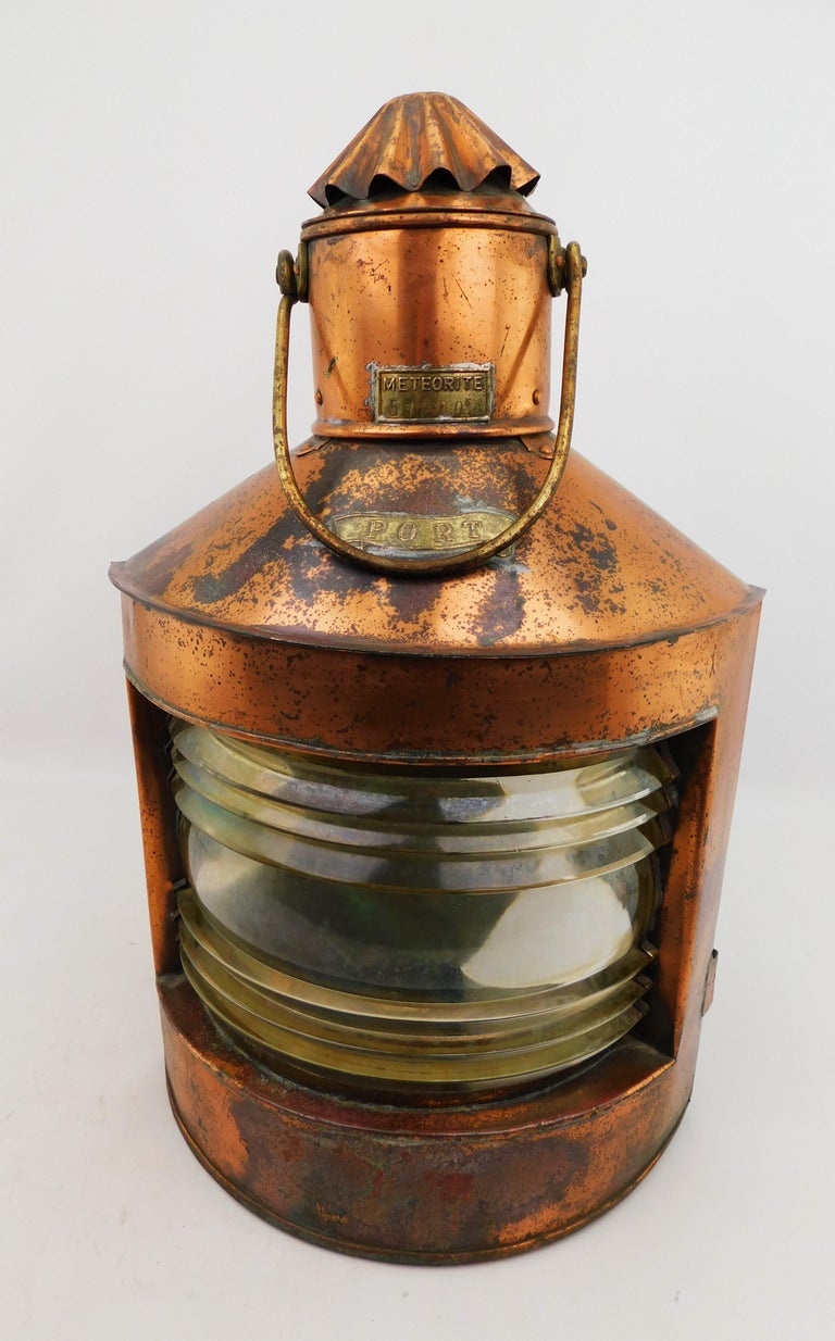 Large Copper and Brass Ship's Port Lantern Light by Meteorite ...