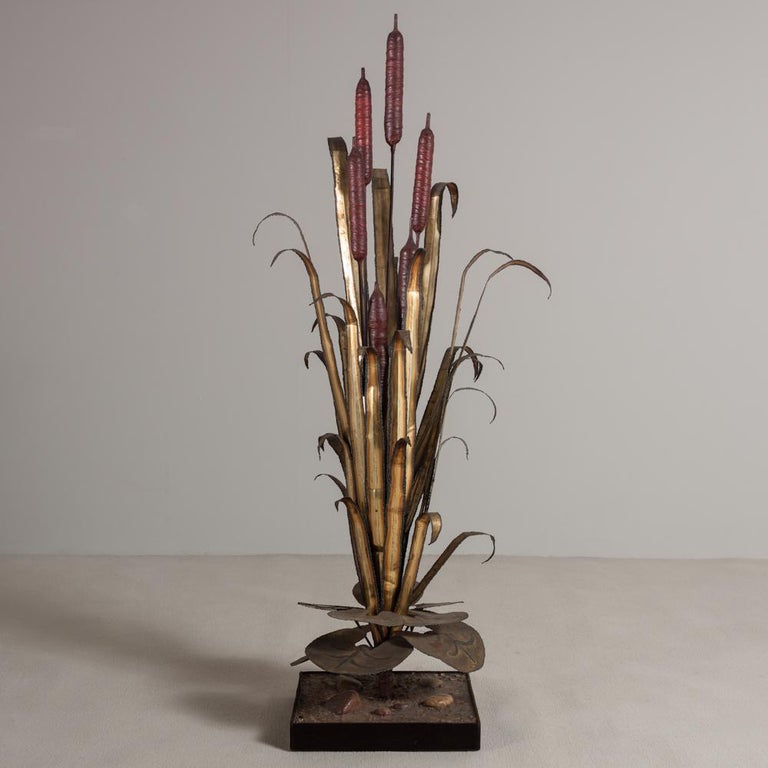 Large Copper Reed Floor Sculpture, 1970s For Sale at 1stDibs