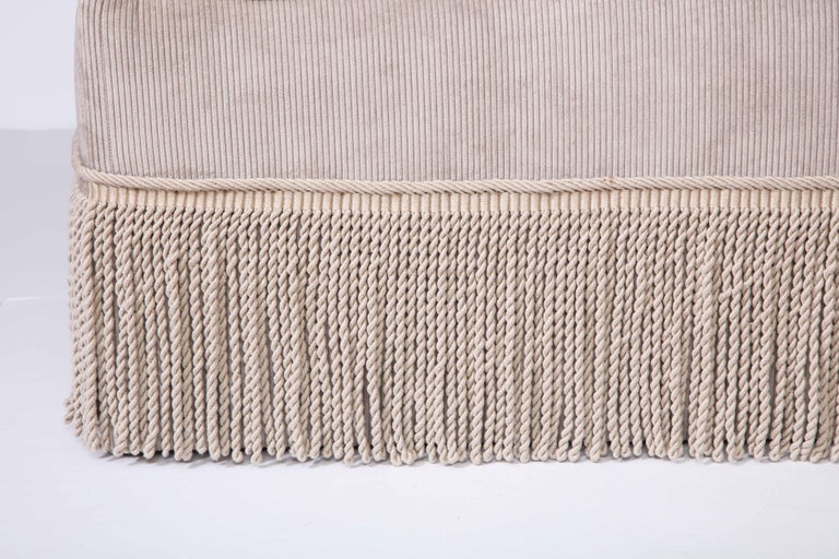 Large Corduroy Tufted Fringed Ottoman with Storage at 1stDibs