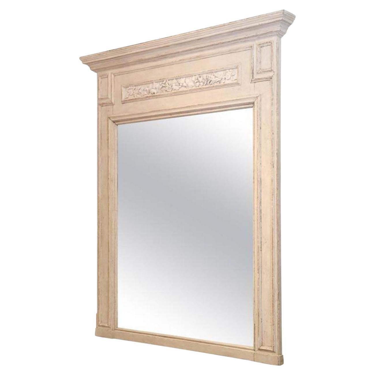 Large Painted and Carved Trumeau Mirror For Sale at 1stDibs