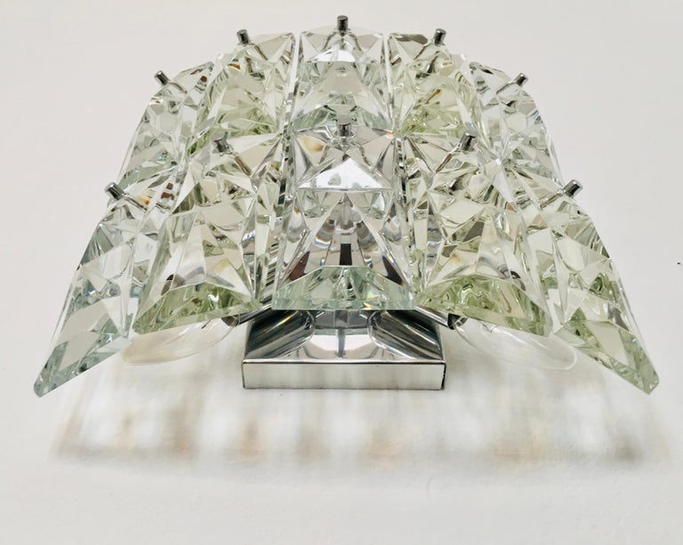 Large Crystal Glass Wall Lamp by Ott For Sale at 1stDibs