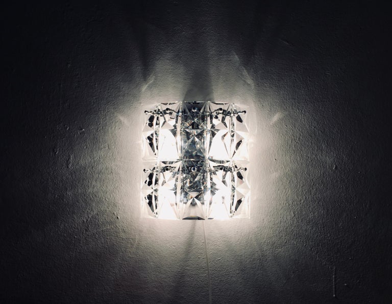 Large Crystal Glass Wall Lamp by Ott For Sale at 1stDibs