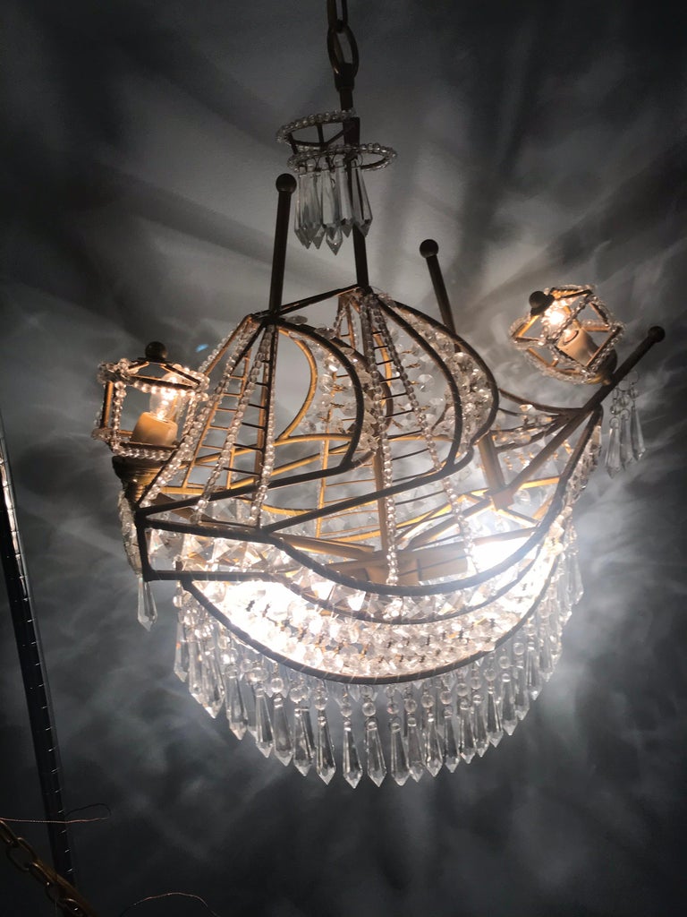 Large Crystal Ship Chandelier For Sale at 1stDibs