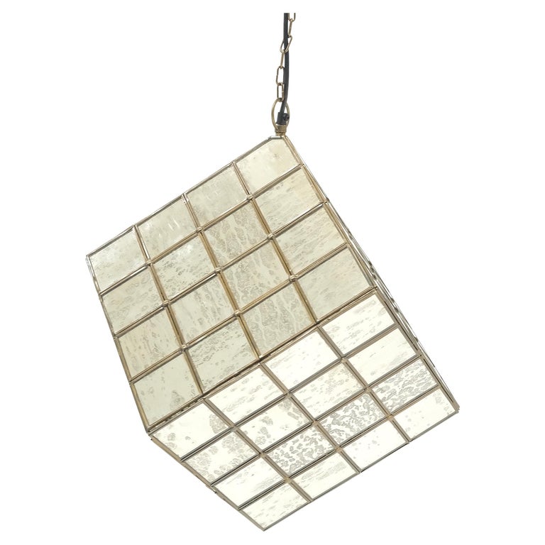 Large Cube Shape Pendant Mid-Century Modern Light Fixture Chandelier ...