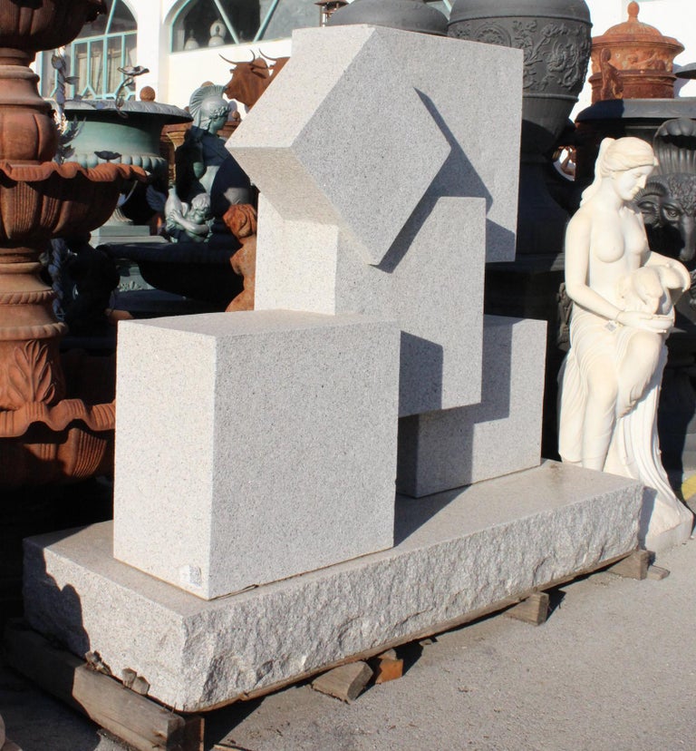 Large Cuboid Modernist Grey Granite Sculpture at 1stDibs