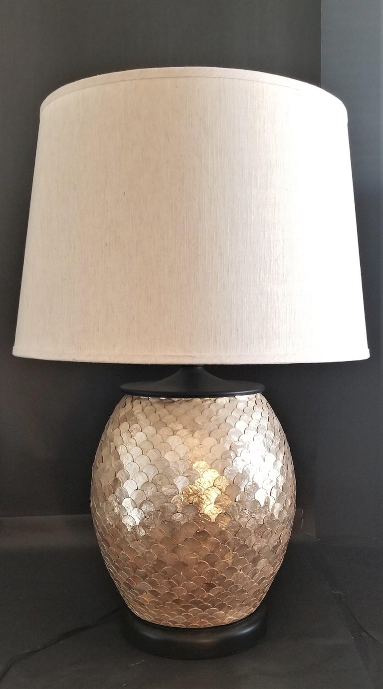 Large Currey and Company Alfresco Iridescent Capiz Shell Table Lamp For ...