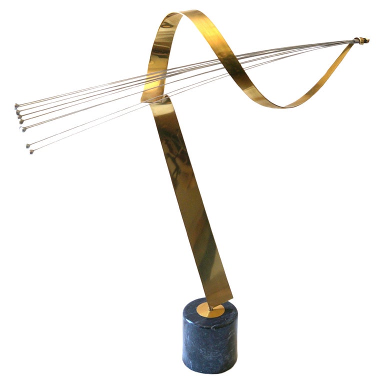 Large Curtis C Jere Brass Spray Sculpture on Marble Base For Sale at ...