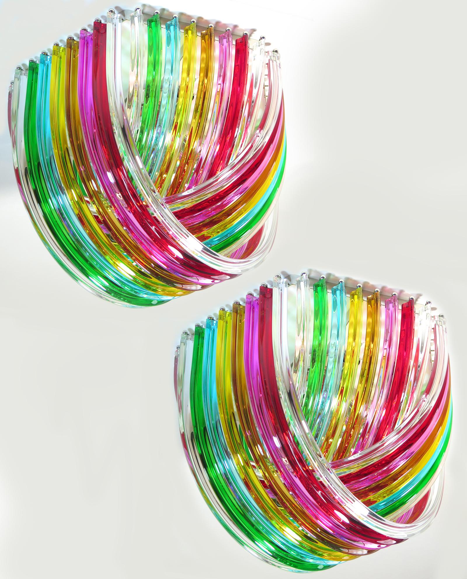 Large Curvati Rainbow Ceiling Light, Multicolored Triedri, 24 Murano ...