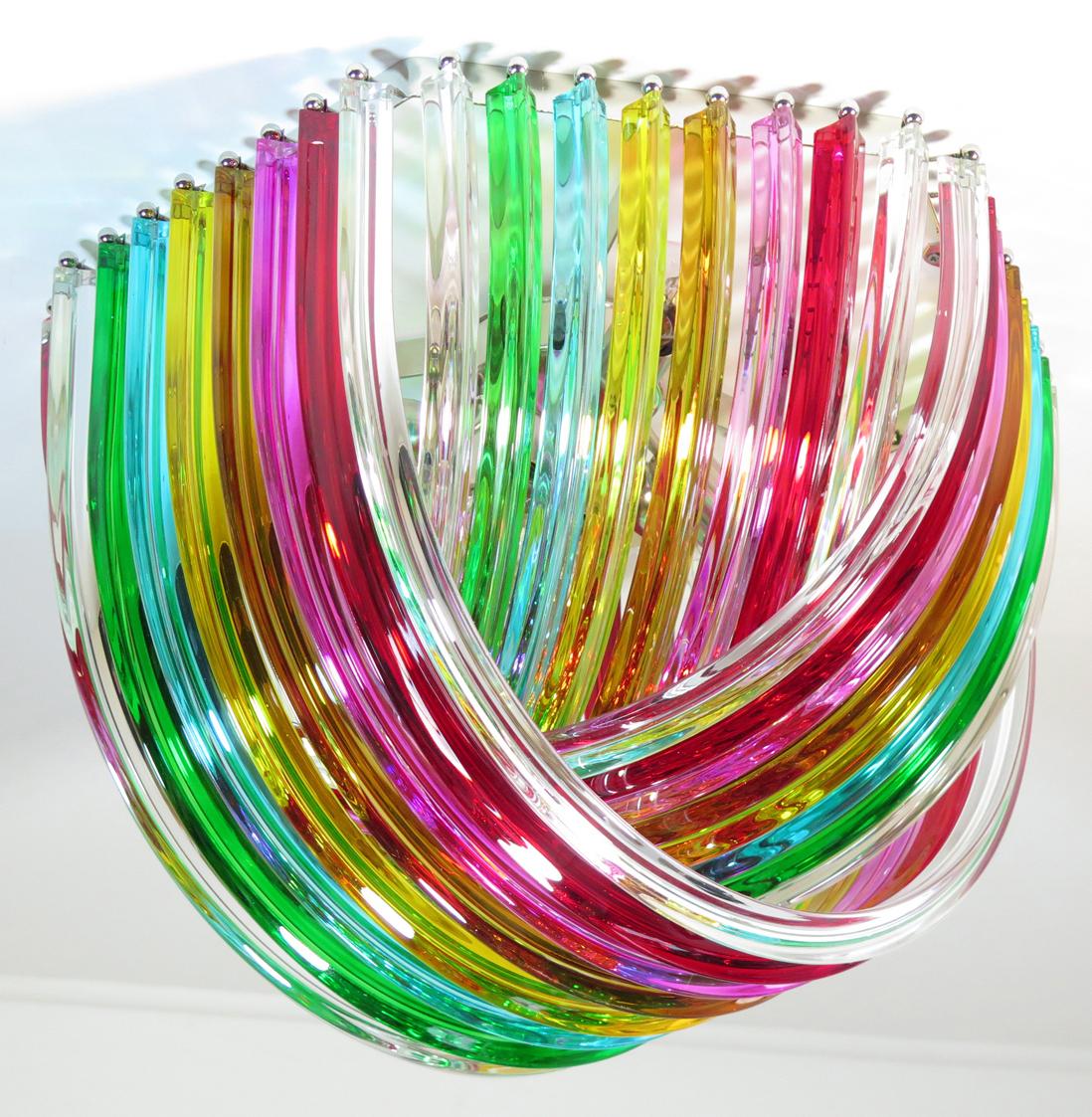 Large Curvati Rainbow Ceiling Light, Multicolored Triedri, 24 Murano ...