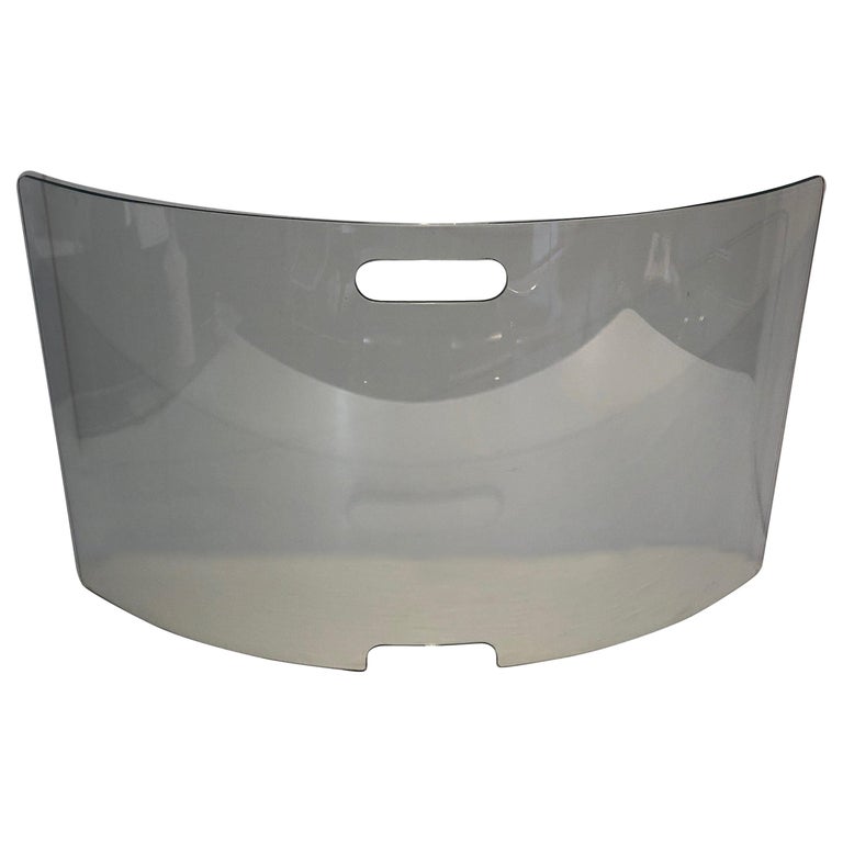 Large Curved Glass Design Fire Place Screen, French, Circa 1980 at 1stDibs