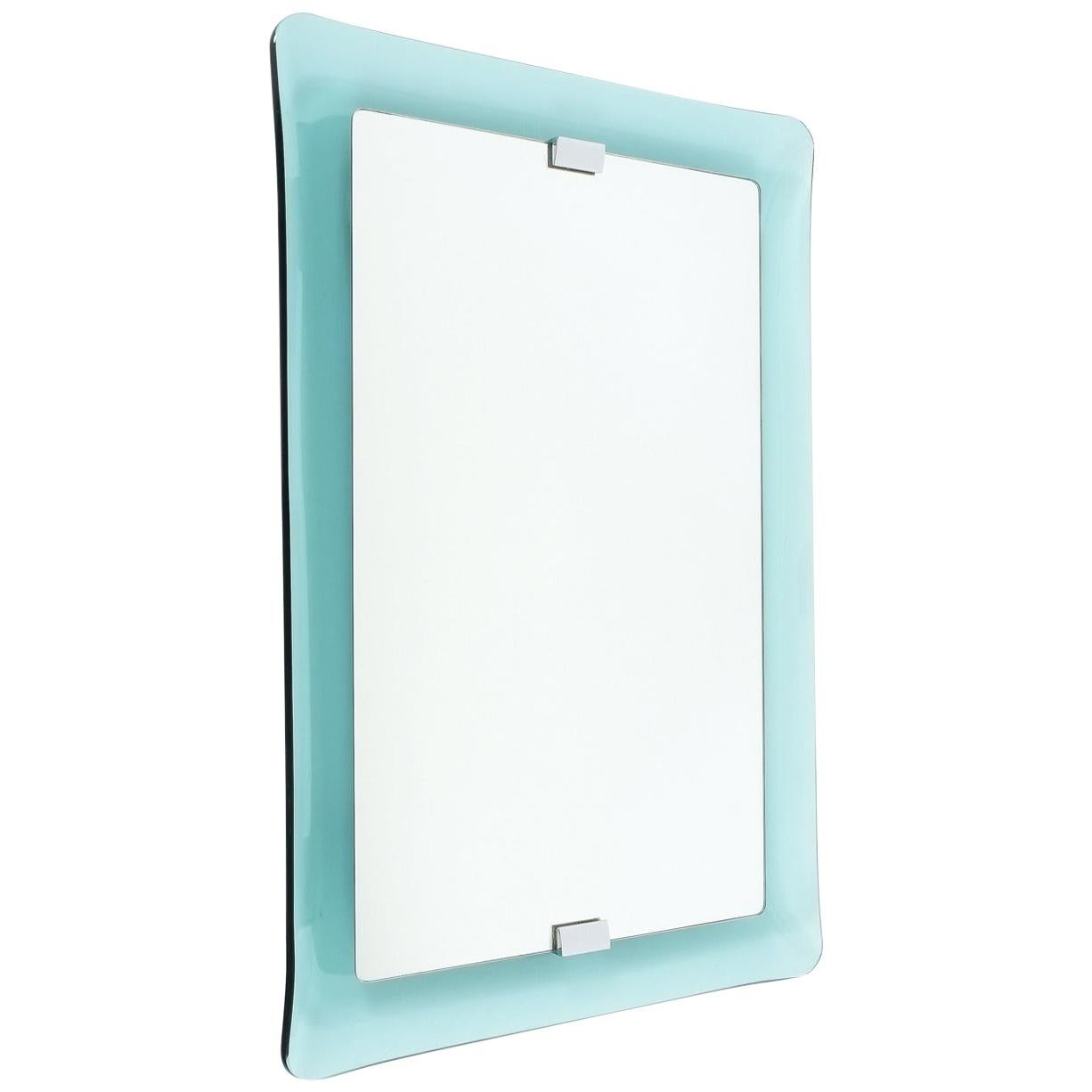 Large Curved Glass Floating Mirror by Cristal Arte Glass, circa 1950 at ...