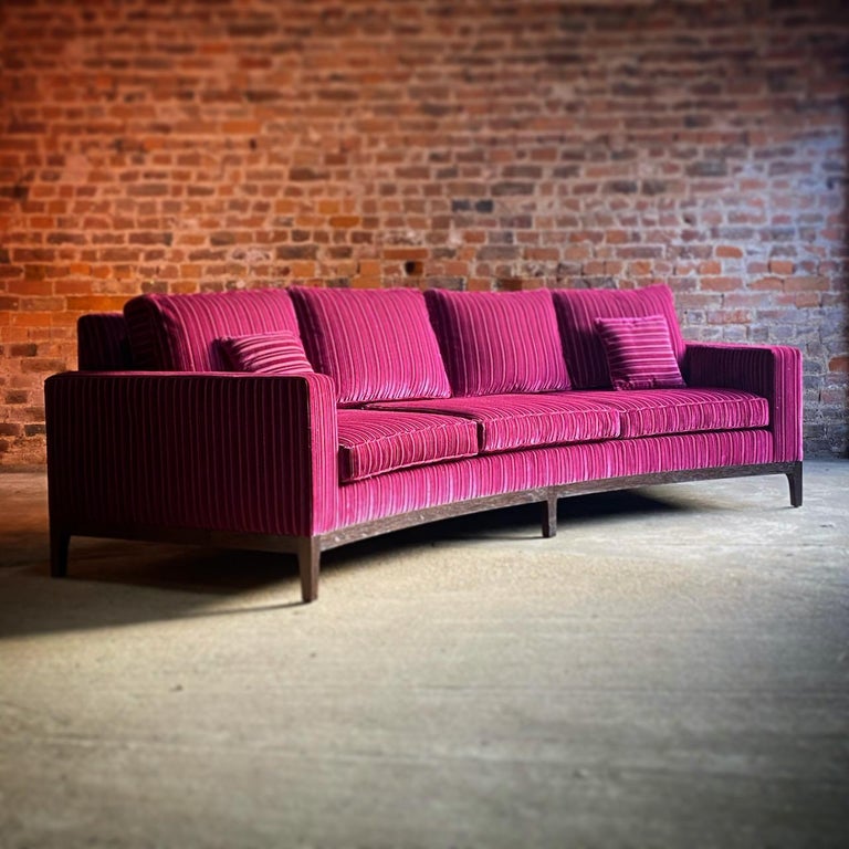 Large Curved Sofas Rosewood and Velvet Magenta Matching Pair Custom ...