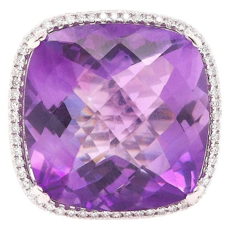 Large Cushion Cut Amethyst Cocktail Ring at 1stDibs