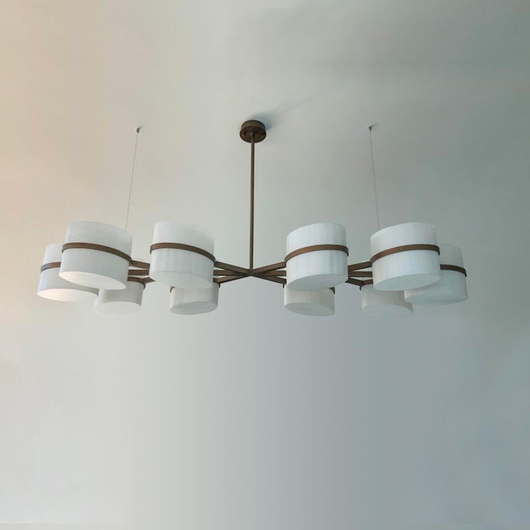 Large Custom Antique Brass 10 Canopy Light Fixture, circa 2018 For Sale ...