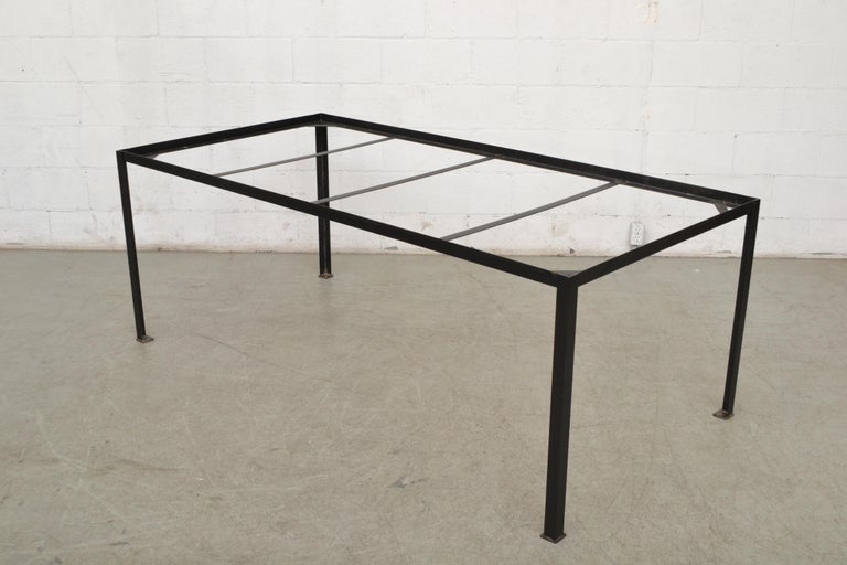 Large Custom Industrial Table with Solid Pecan Top For Sale at 1stDibs