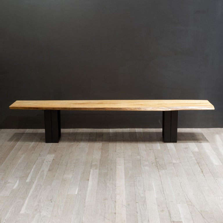 Large Custom Live Edge Hickory Bench For Sale at 1stDibs