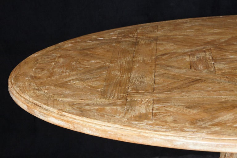 Large Custom Made Paint Decorated Baluster Dining Table with Parquet ...