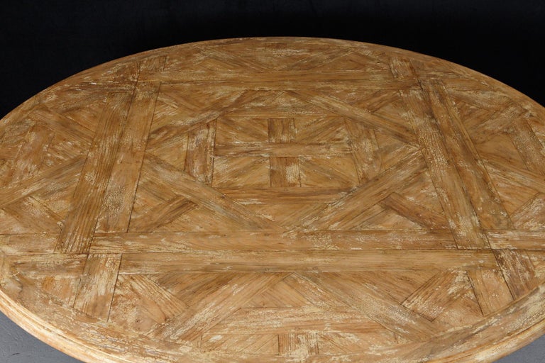 Large Custom Made Paint Decorated Baluster Dining Table with Parquet ...