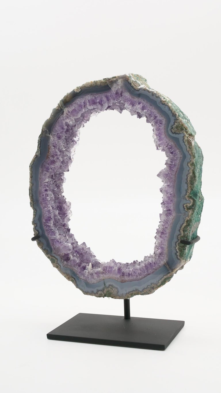 Large Custom Mounted Amethyst Mineral Geode Slice Specimen at 1stDibs