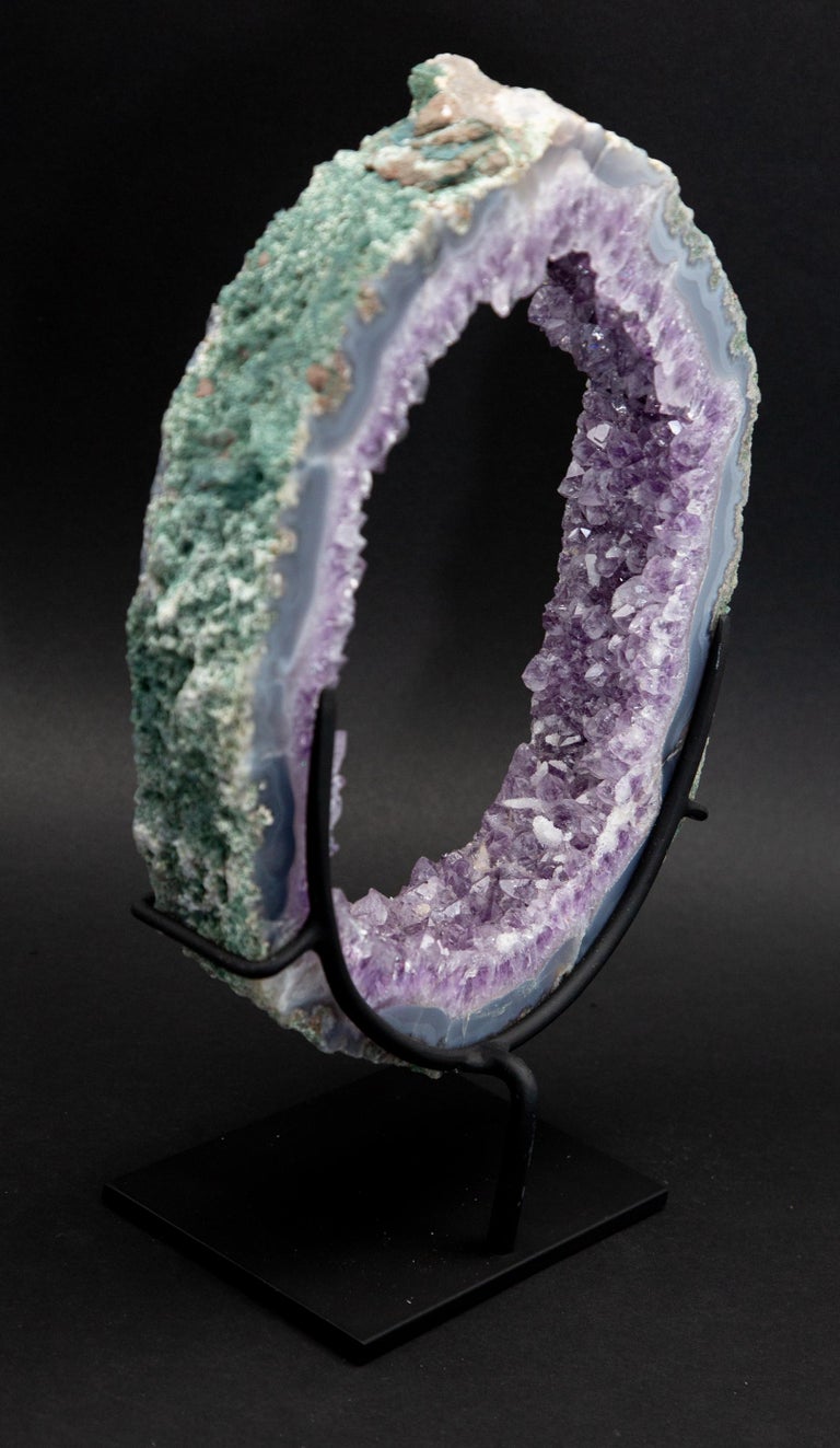 Large Custom Mounted Amethyst Mineral Geode Slice Specimen at 1stDibs