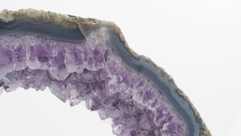 Large Custom Mounted Amethyst Mineral Geode Slice Specimen at 1stDibs