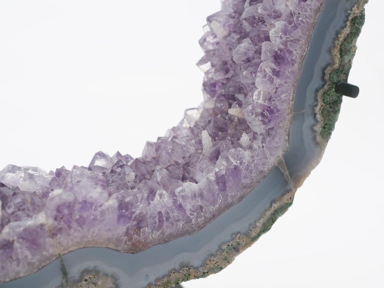 Large Custom Mounted Amethyst Mineral Geode Slice Specimen at 1stDibs