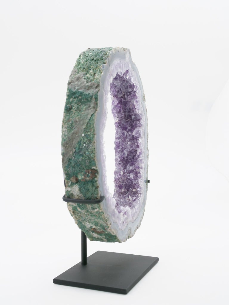 Large Custom Mounted Amethyst Mineral Geode Slice Specimen at 1stDibs