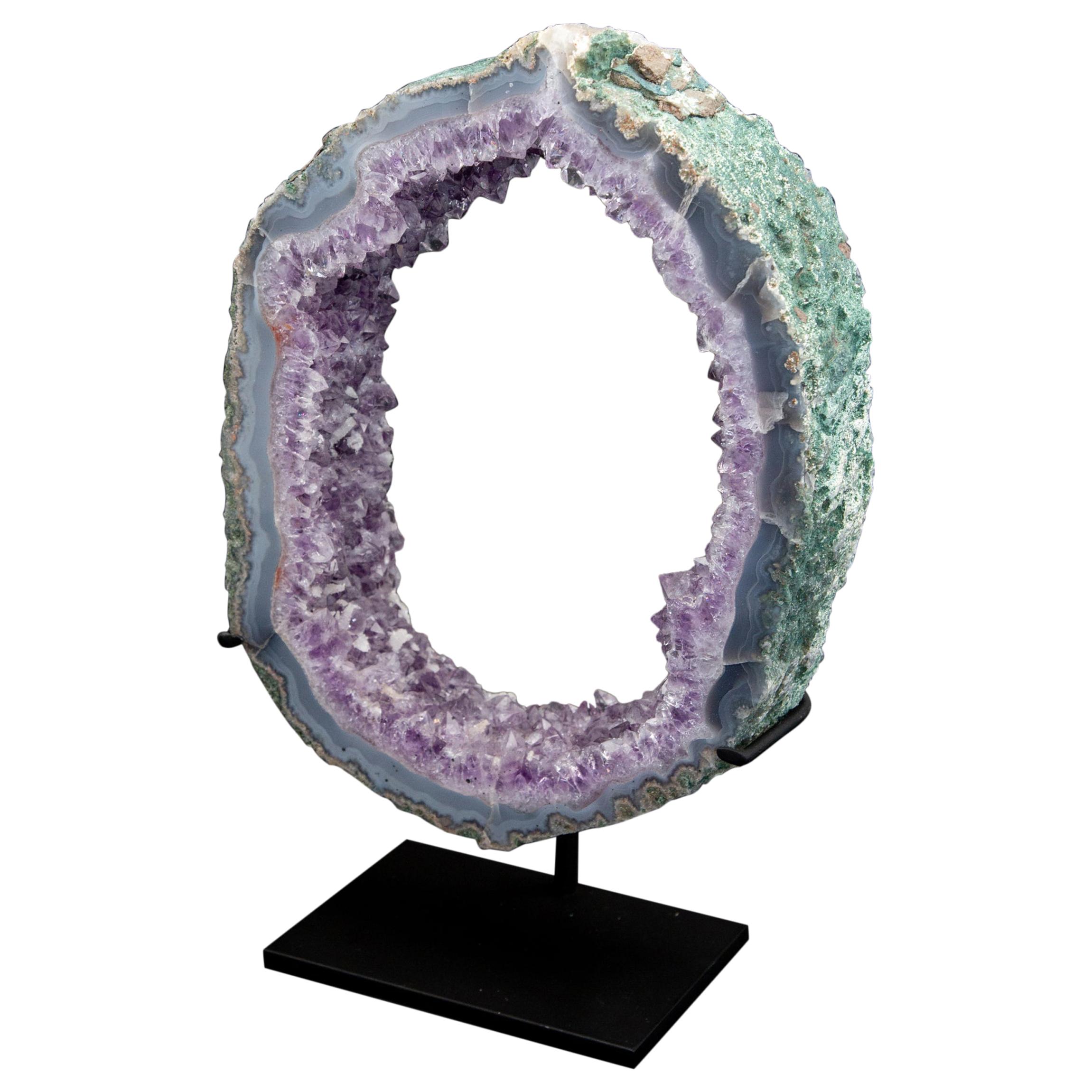 Large Custom Mounted Amethyst Mineral Geode Slice Specimen at 1stDibs