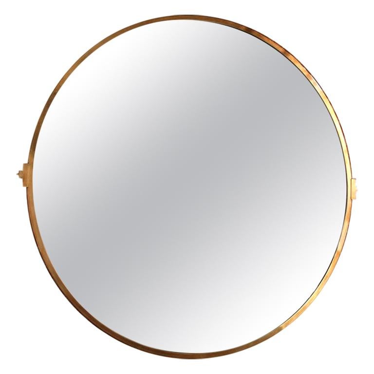Large Custom Round Brass Mirror by Adesso Imports For Sale at 1stdibs