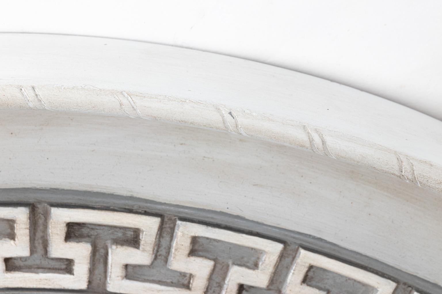 Large Custom Round Painted Greek Key Trim Mirror at 1stDibs