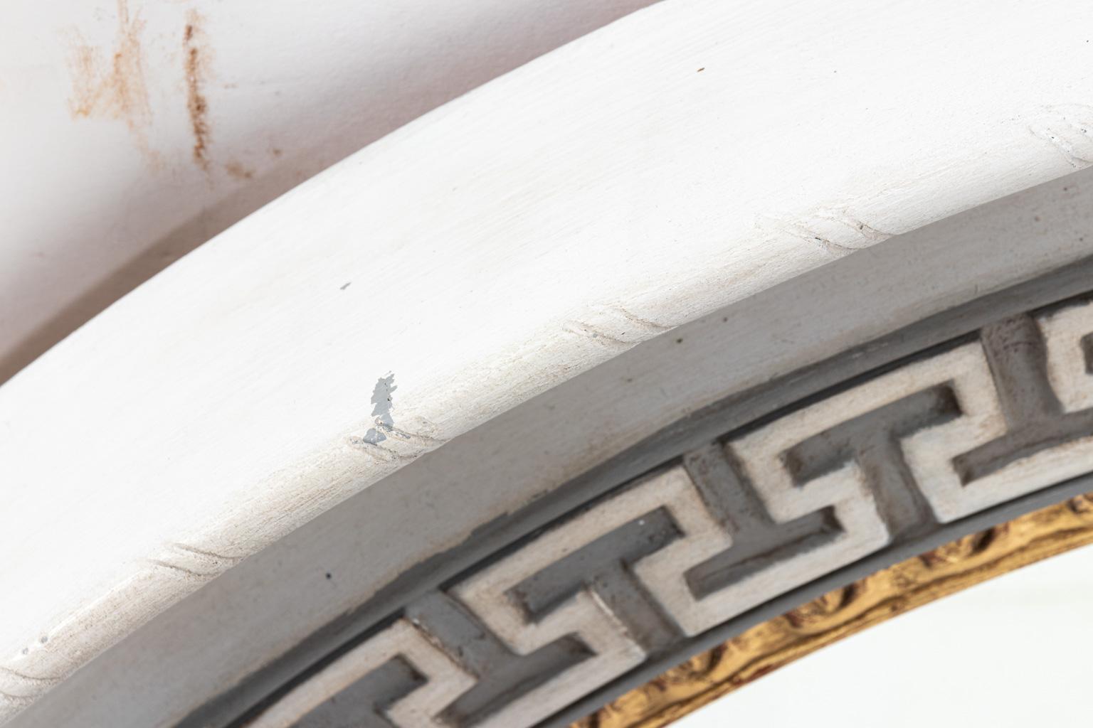 Large Custom Round Painted Greek Key Trim Mirror at 1stDibs