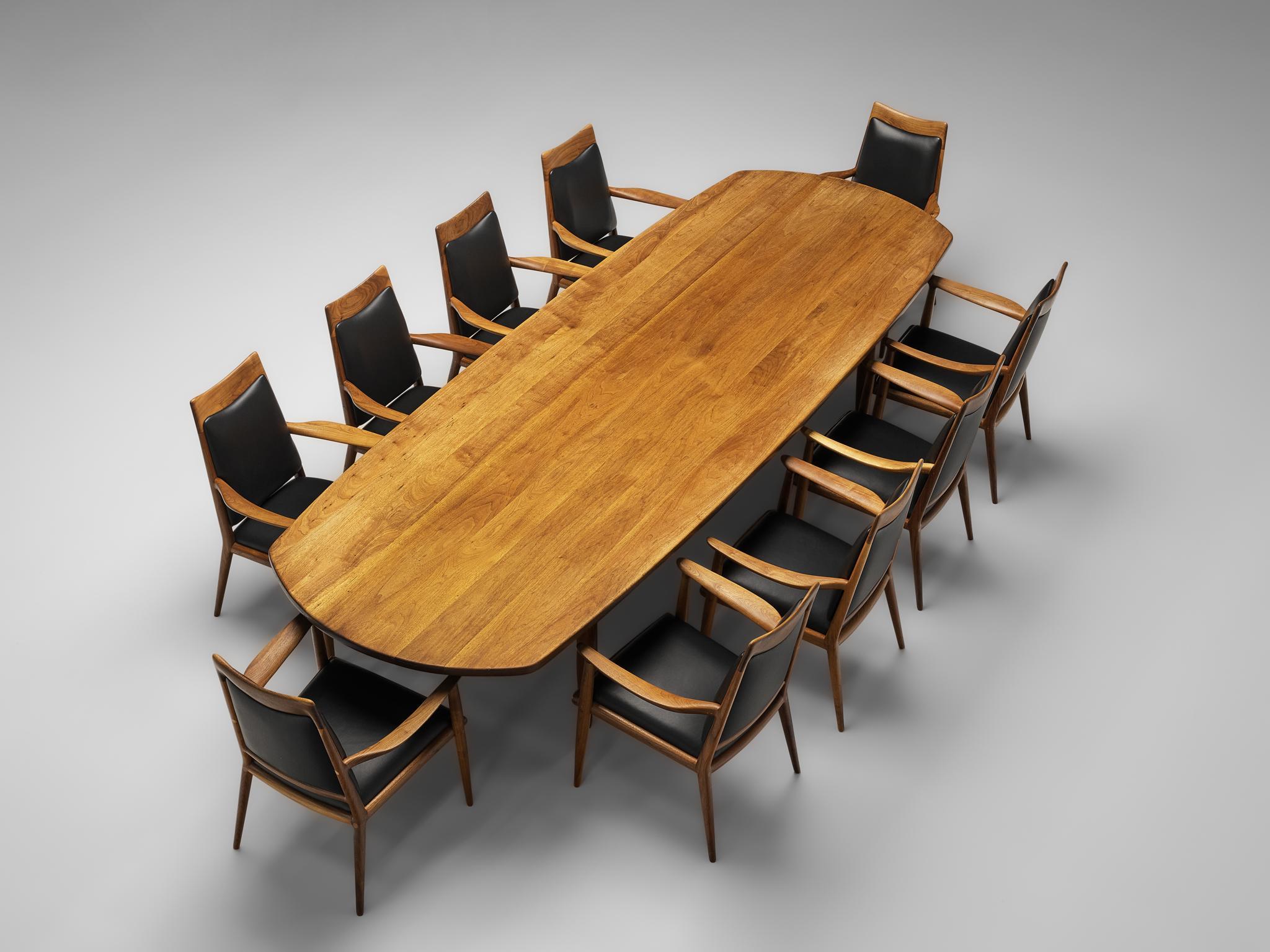 Large Custom Sam Maloof Table with Extension Leaves in Walnut For Sale ...