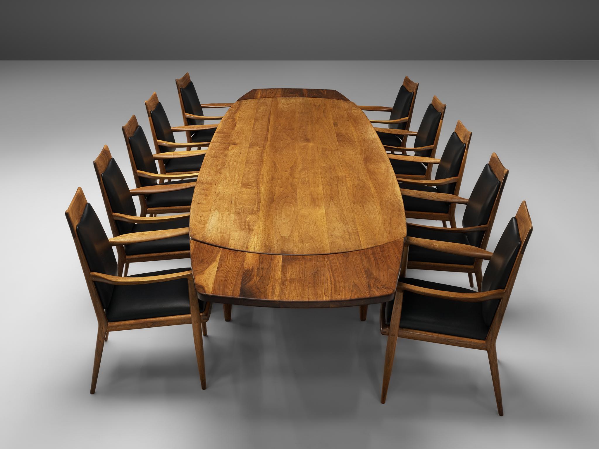 Large Custom Sam Maloof Table with Extension Leaves in Walnut For Sale ...