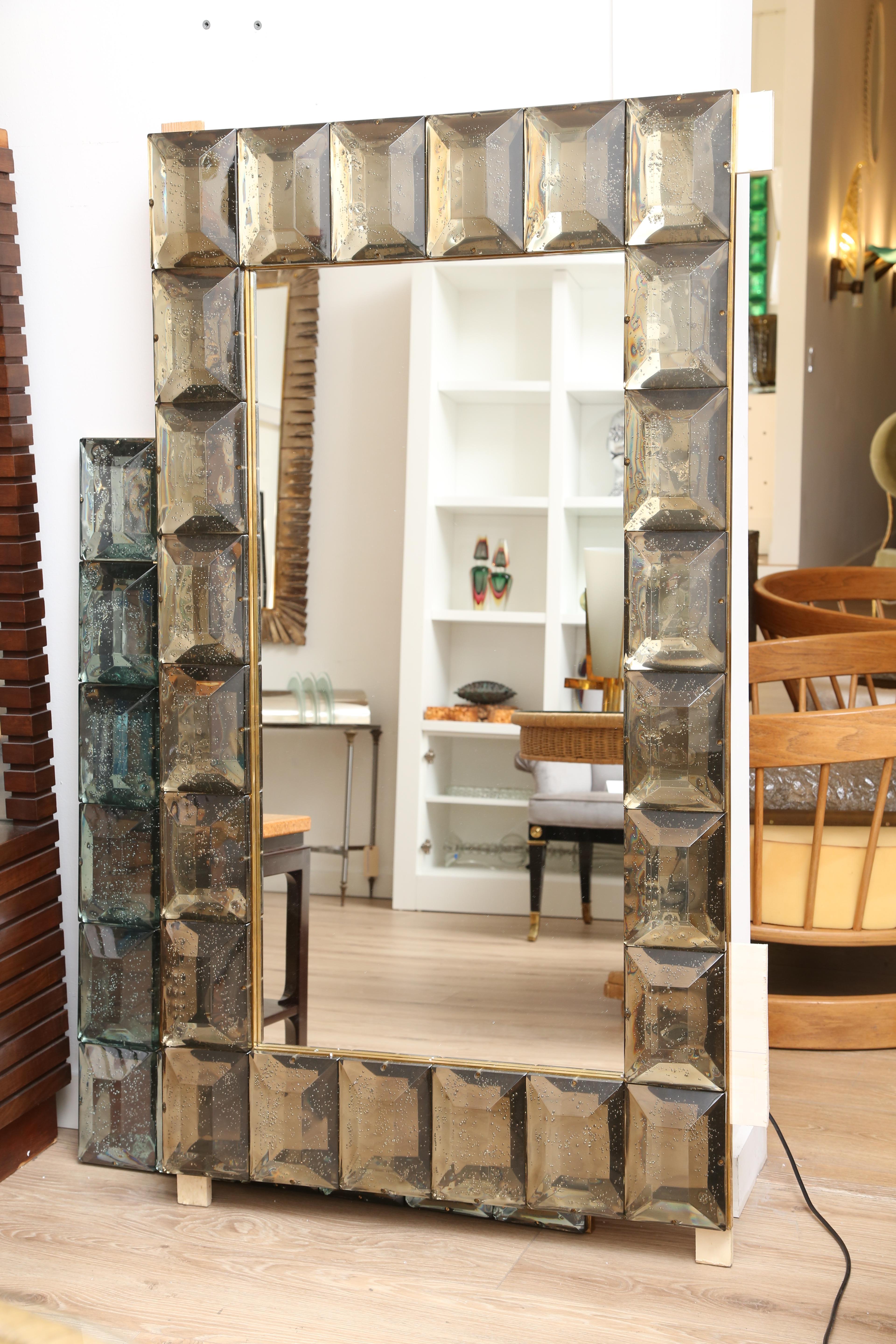 Large Murano Smoked Glass Diamond Pattern, In Stock. For Sale at 1stDibs