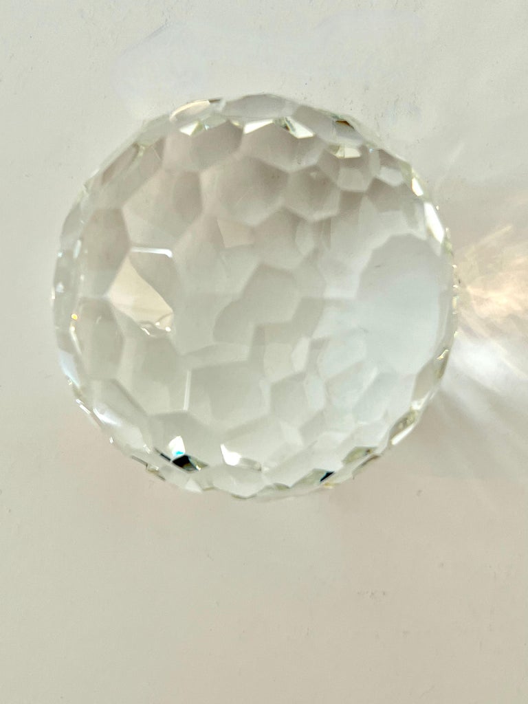 Large Cut Crystal Paperweight in the Shape of a Golf Ball For Sale at ...