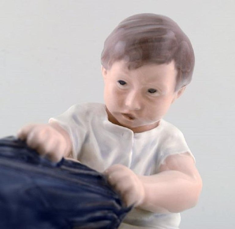 Large Dahl Jensen Porcelain Figurine, Boy and Dog, Model Number 1072 ...