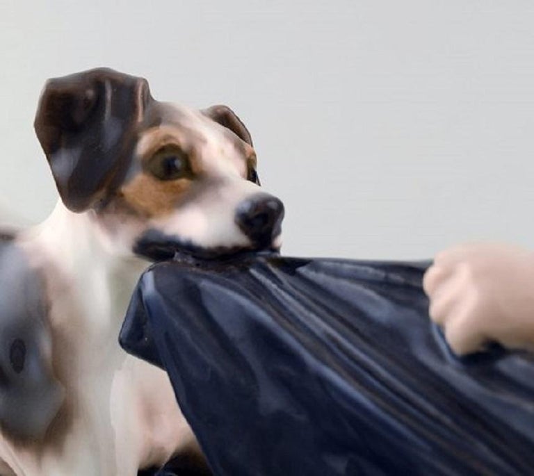 Large Dahl Jensen Porcelain Figurine, Boy and Dog, Model Number 1072 ...