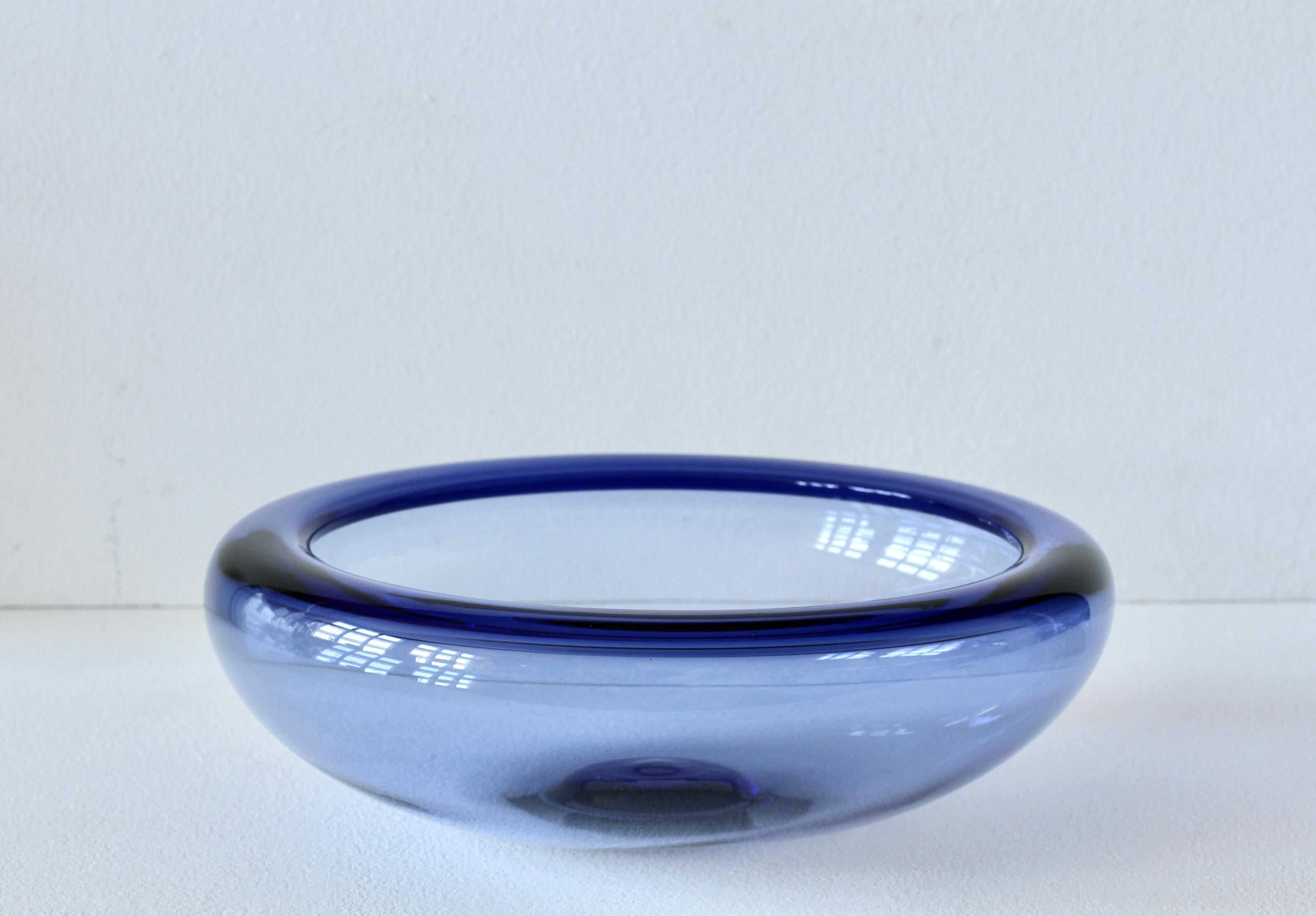 Large Danish Blue Glass Bowl or Dish by Per Lutken for Holmegaard ...