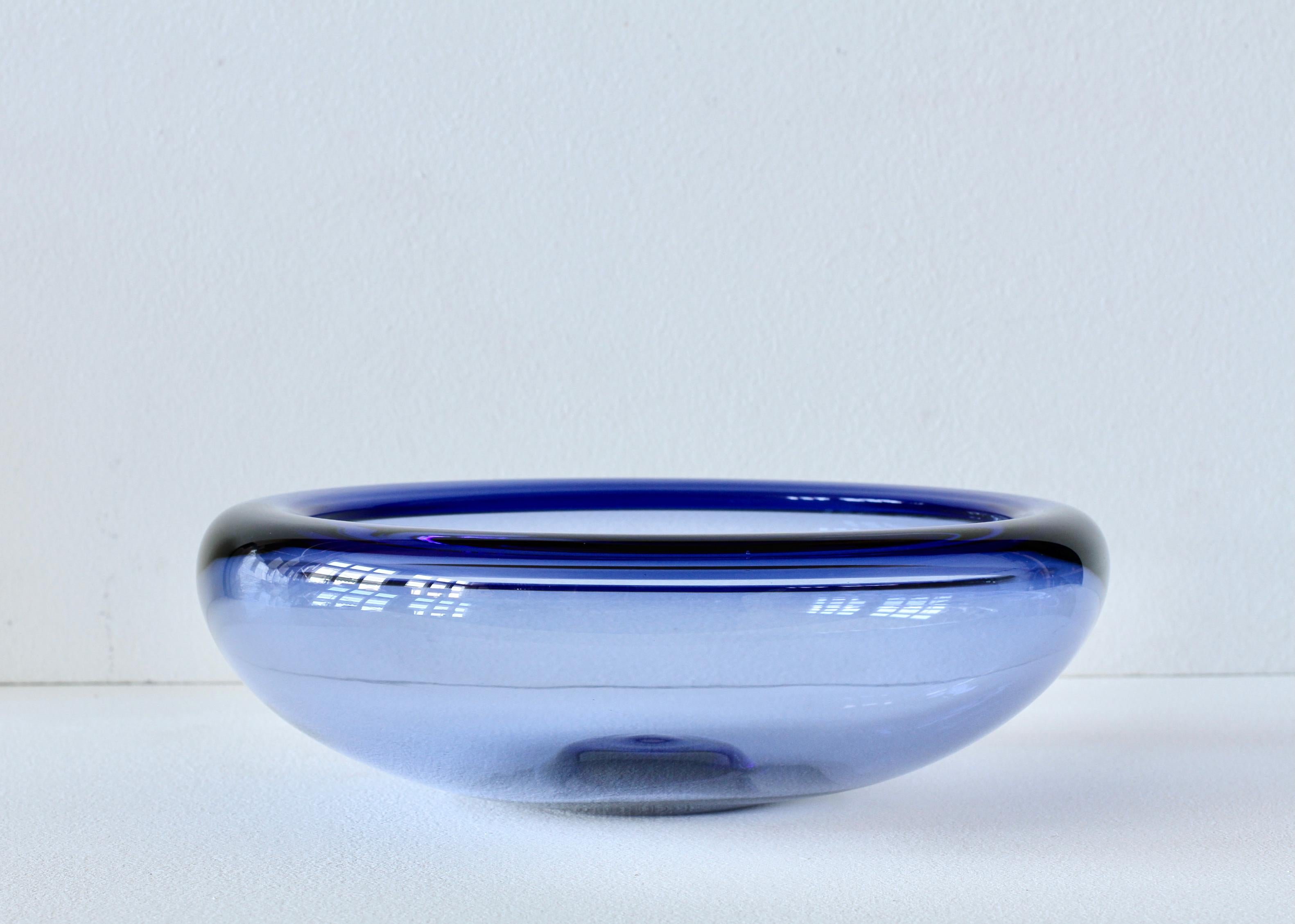 Large Danish Blue Glass Bowl or Dish by Per Lutken for Holmegaard ...