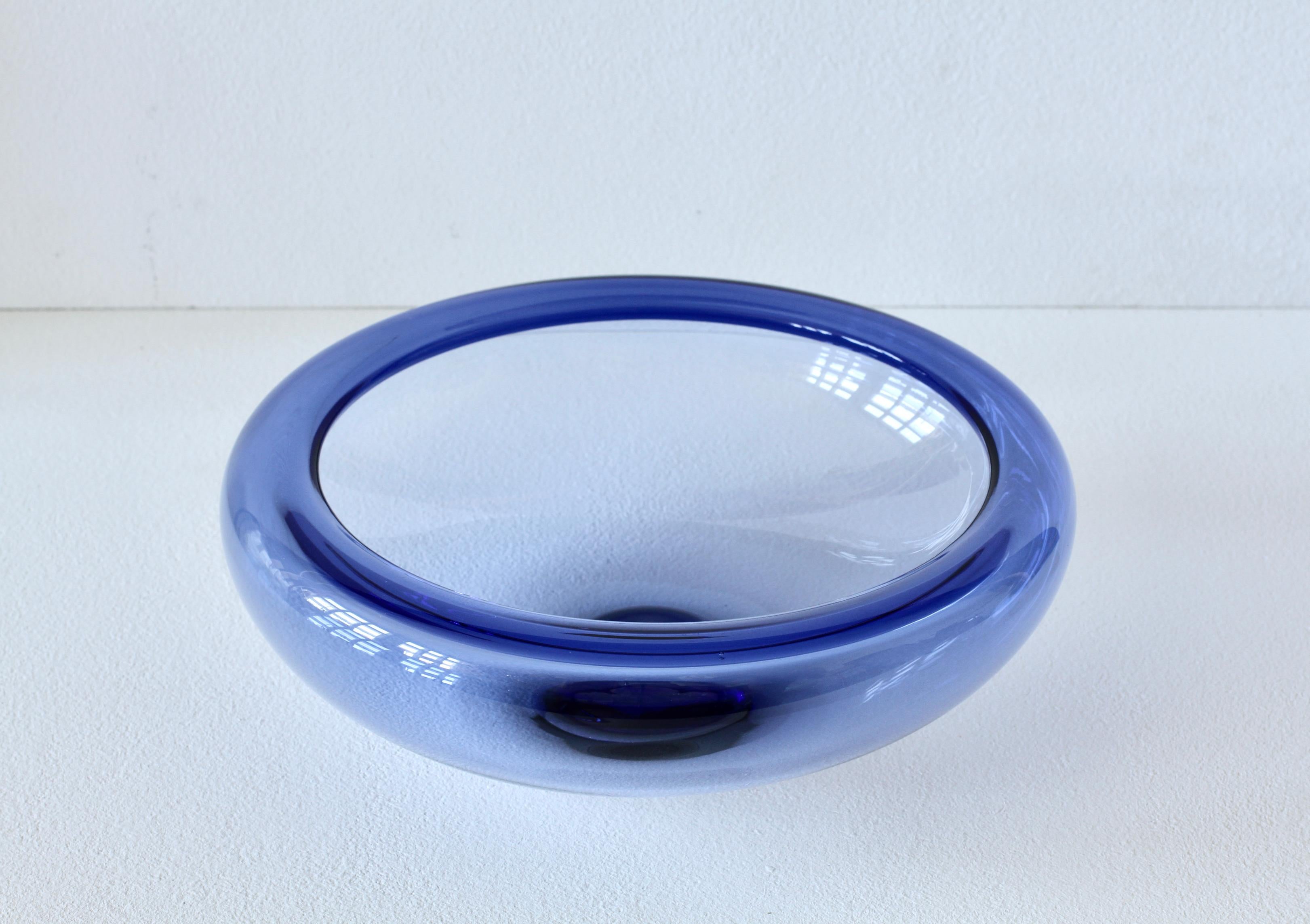Large Danish Blue Glass Bowl or Dish by Per Lutken for Holmegaard ...
