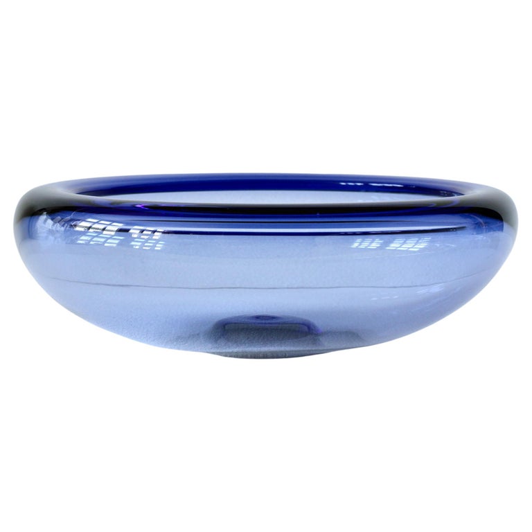Large Danish Blue Glass Bowl or Dish by Per Lutken for Holmegaard ...