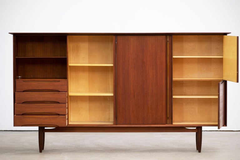 Large Danish Midcentury Teak Highboard, 1960s For Sale at 1stDibs